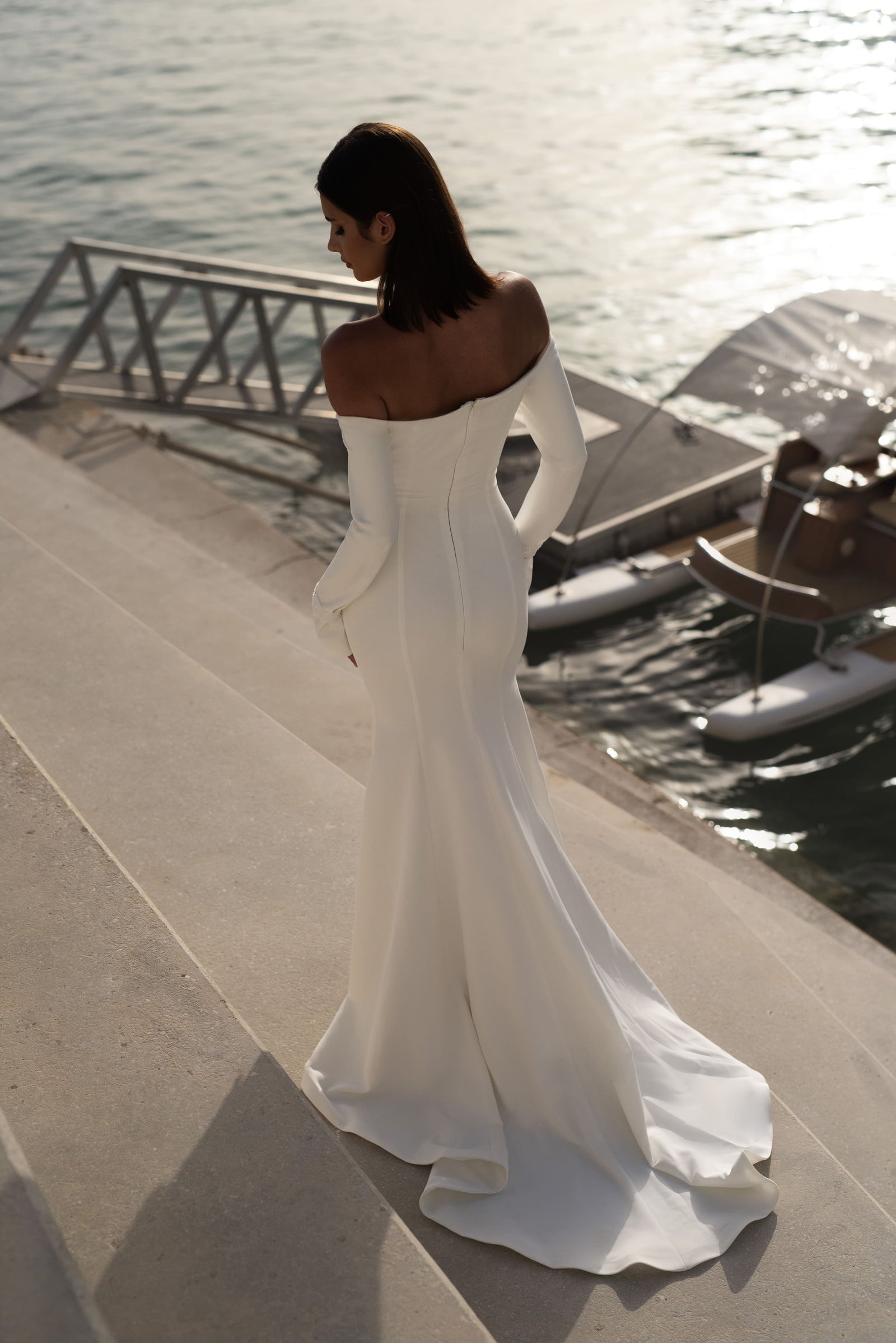 Elegant Long Sleeve Wedding Dress with Embroidered Cuffs Lamena ...