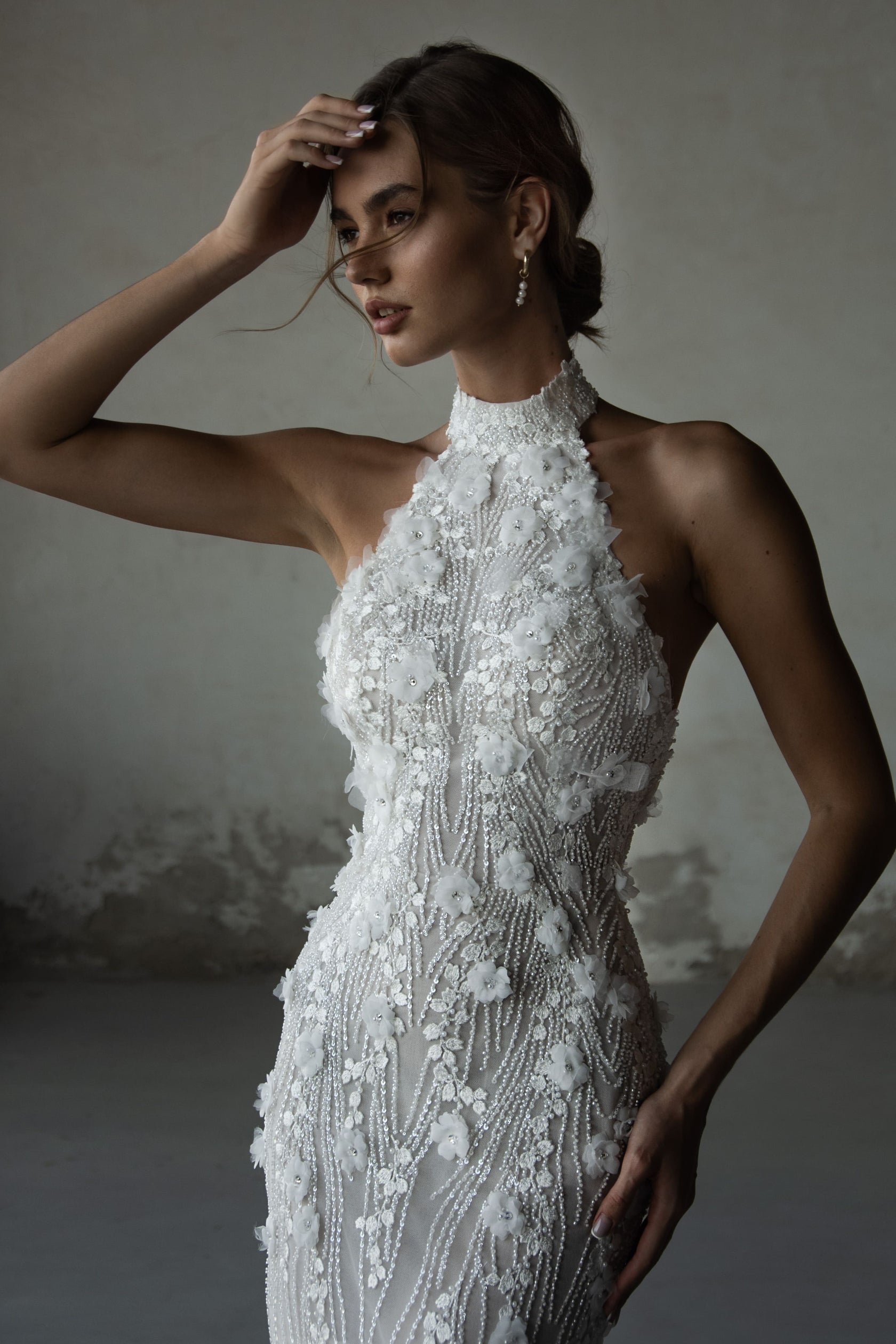 Elegant American Armhole Wedding Dress with Handmade 3D Flower Detaili ...