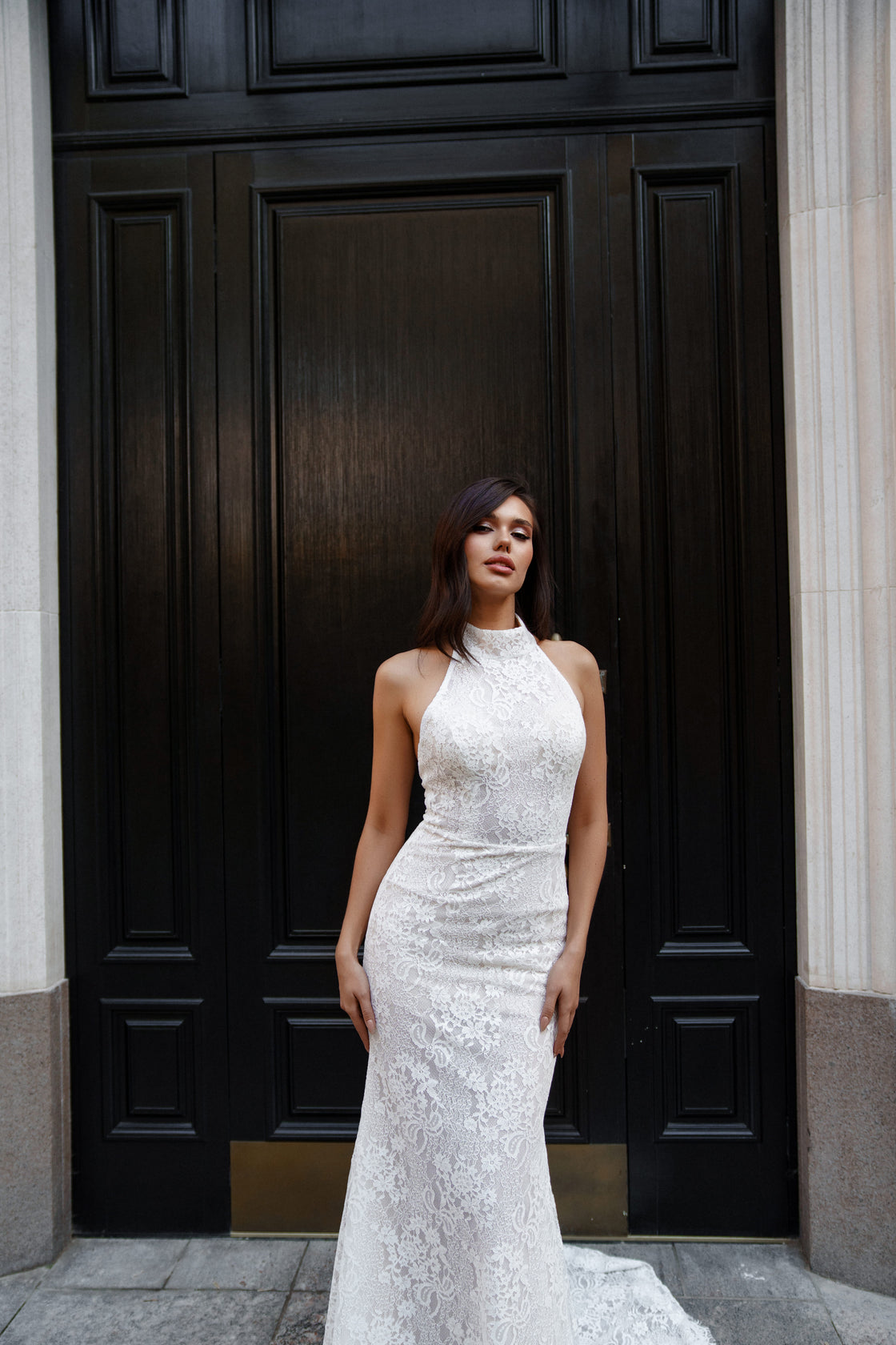 Silhouette Lace Halter Wedding Dress Sunkiss – Wedding Roof