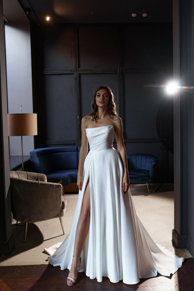 Sexy Satin A-Line Wedding Dress Sonya Soley Davis – Wedding Roof