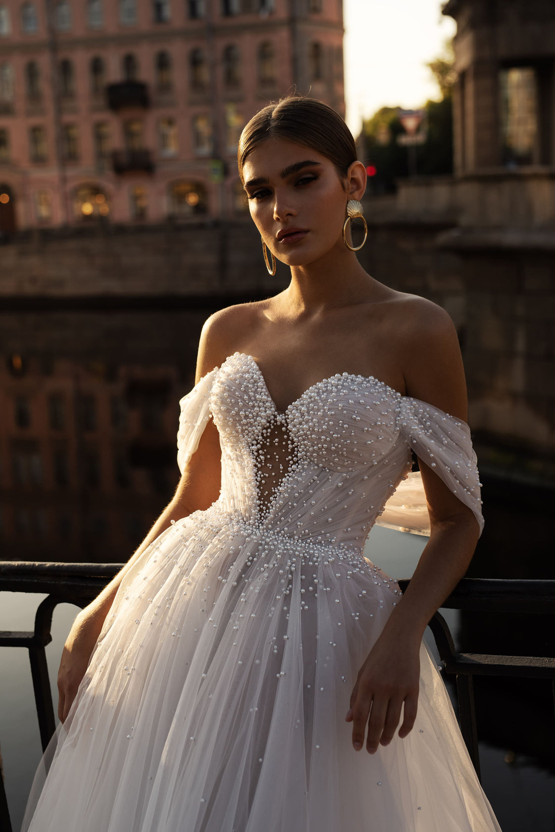 A-line Tulle Wedding Dress with Embroidered Corset and Dropped Straps ...