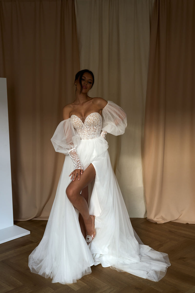 A-Line Wedding Dress with Voluminous Sleeves Sonya Soley Esma – Wedding ...