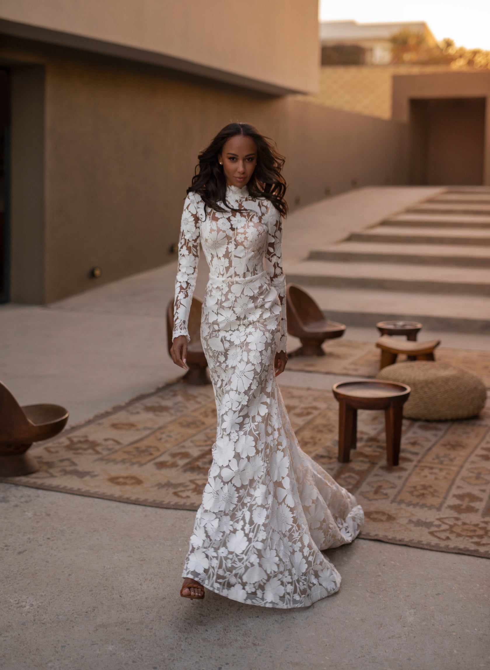 Elegant Fitted Lace Wedding Dress with Long Sleeves Frances – Wedding Roof