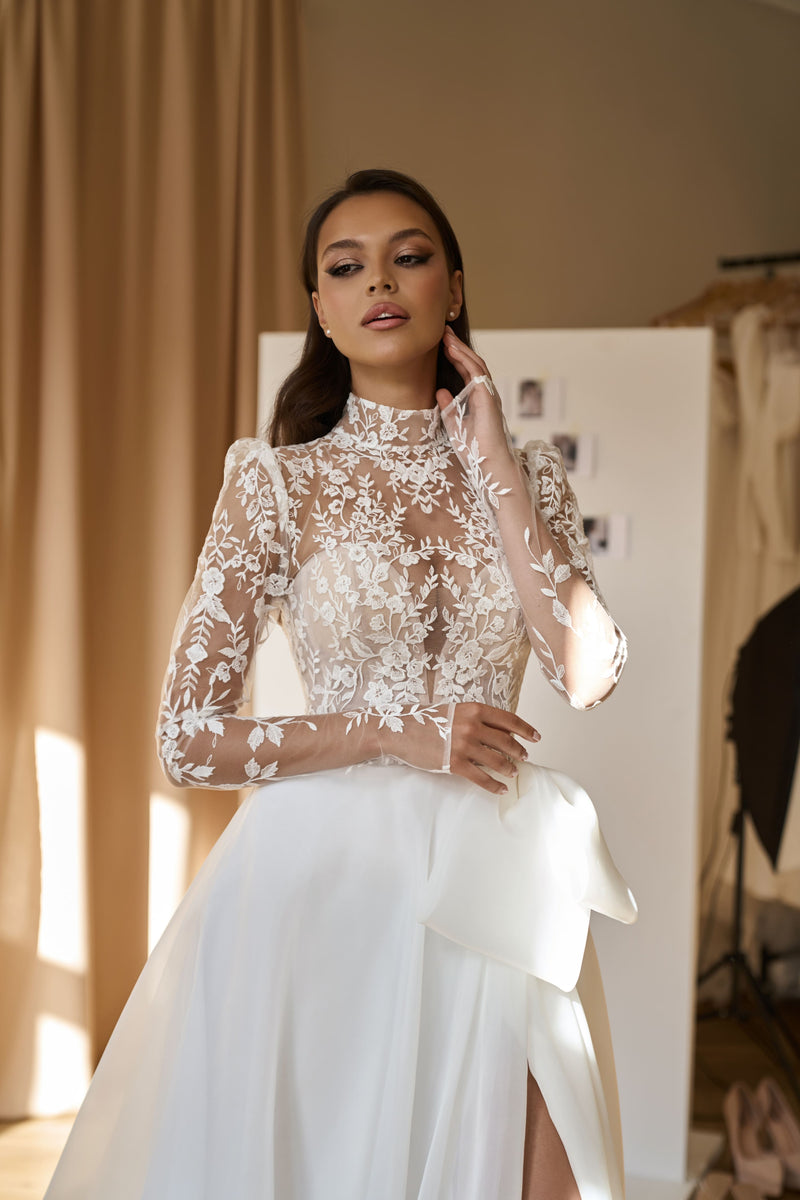 A-Line Wedding Dress with Long Sleeves Sonya Soley Mila – Wedding Roof